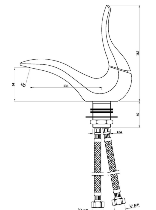 Artize Tailwater Single Lever Basin Tap With Click Clack Waste In Black ...