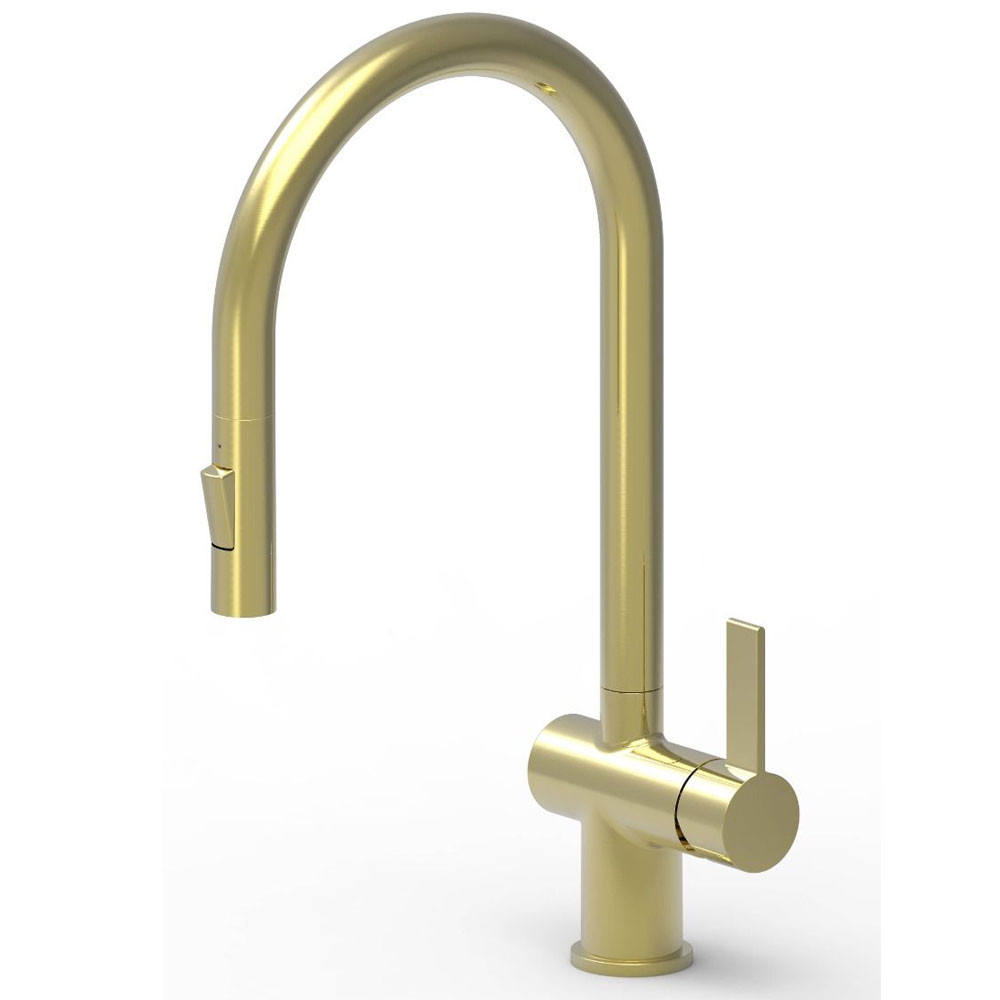 Mayhill Brushed Brass Single Lever Pull-out Kitchen Tap - TIS5093