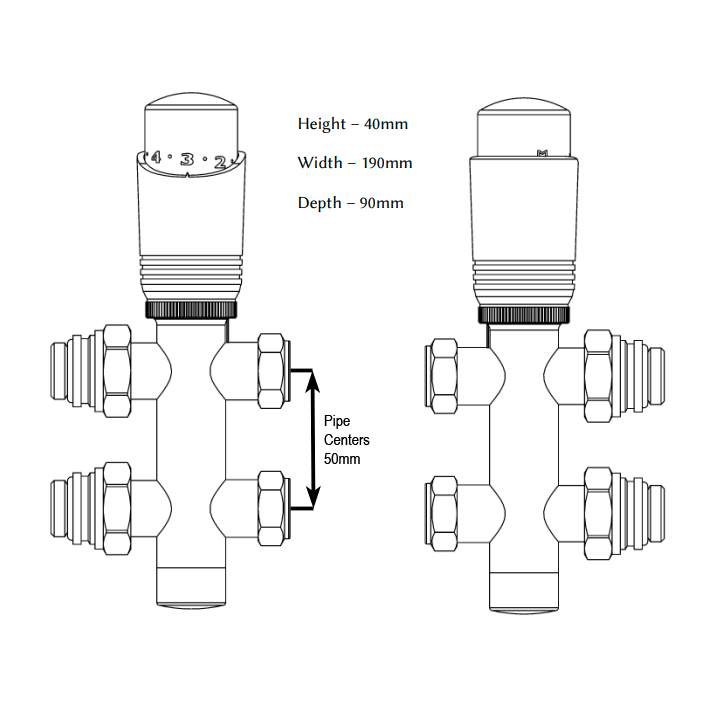 DQ Twin Star TRV Straight in Chrome Radiator Valves