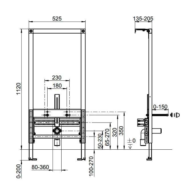 Villeroy & Boch Viconnect Bidet Installation Fixing Frame 1120mm, 92214800