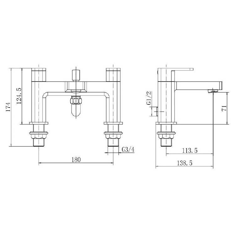 Niagara Hadley Brushed Brass Bath Shower Mixer Tap, 9138BRS