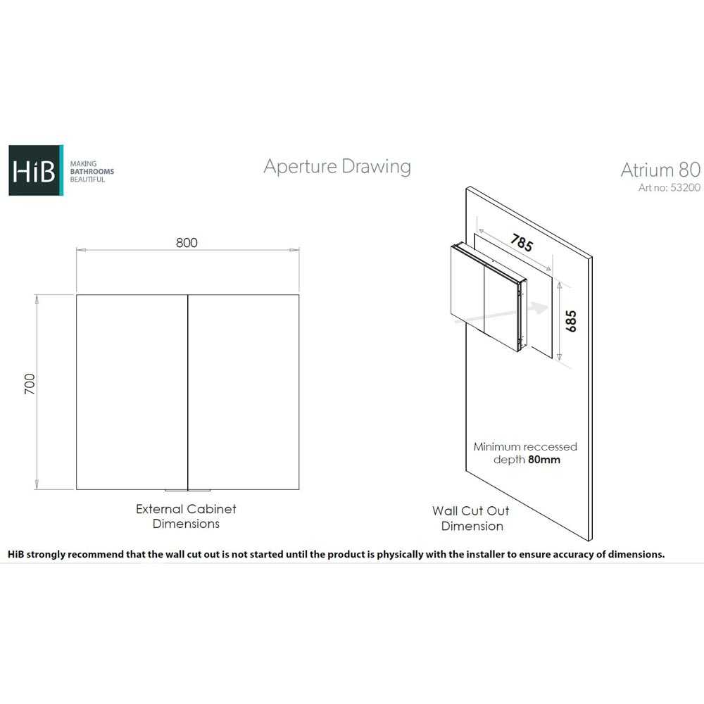 hib Atrium 80 LED Bathroom Mirror Cabinet - 53200