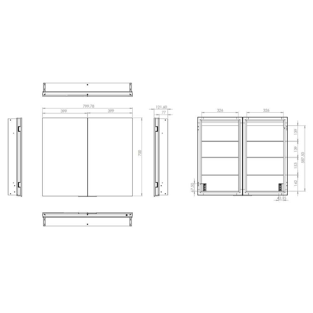 hib Atrium 80 LED Bathroom Mirror Cabinet - 53200