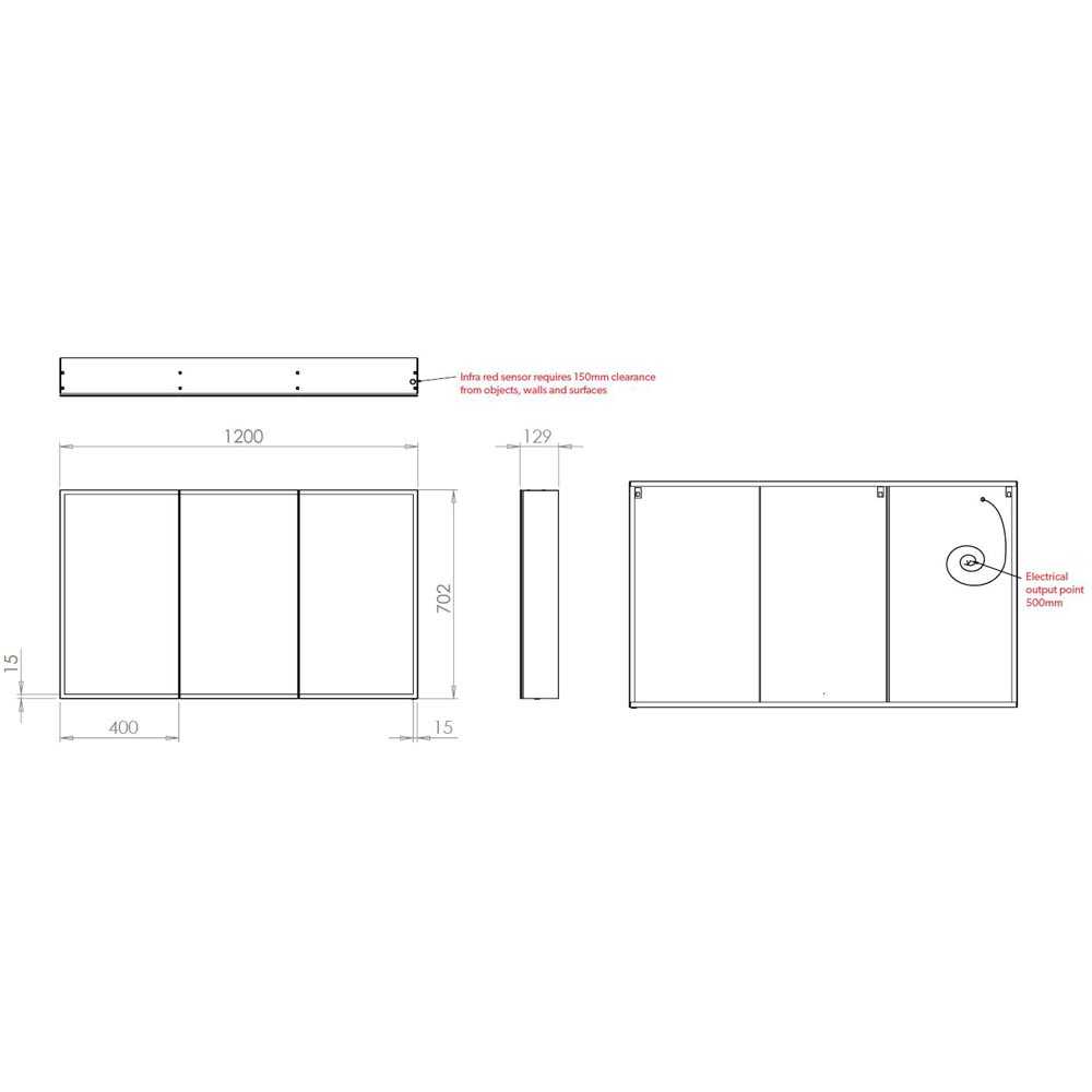 hib Qubic 120 LED Bathroom Mirror Cabinet - 48000