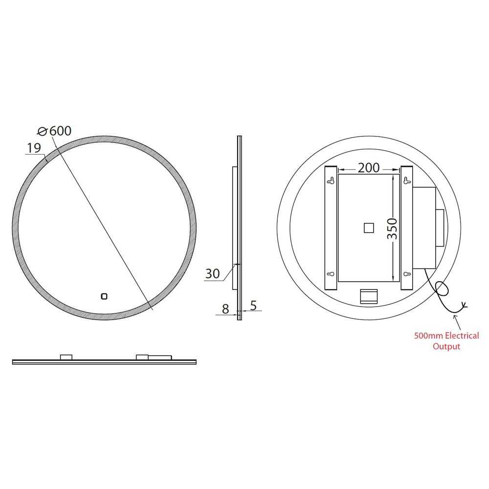 hib Sphere LED Bathroom Mirror 600mm
