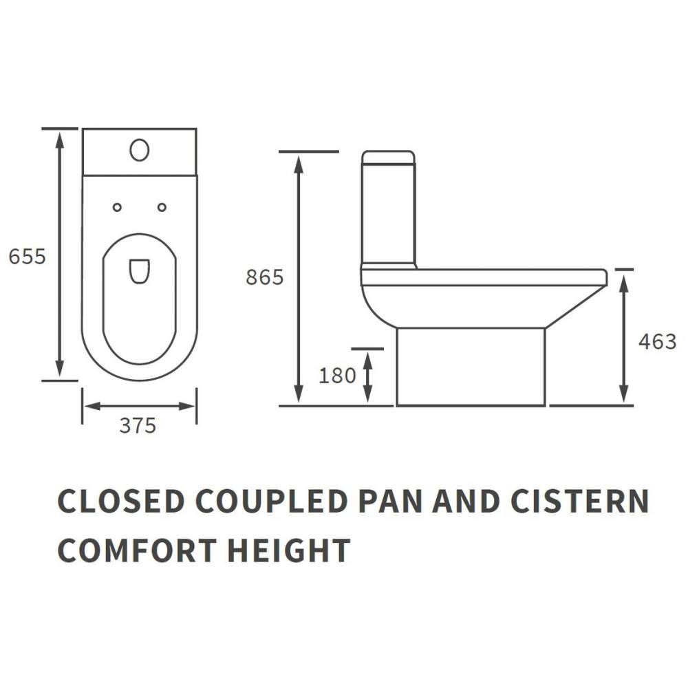 Whistle Close Coupled Open Back Comfort Height Toilet & Soft Close Seat ...