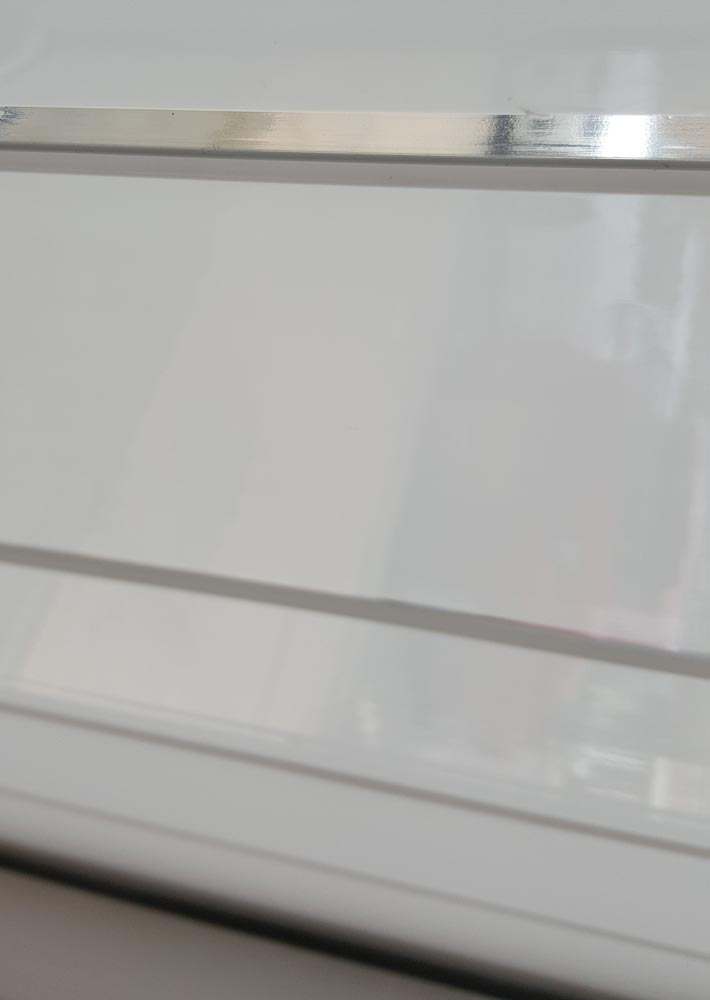 Neptune 250 - White & Chrome Strip - PVC Plastic Ceiling & Wall Cladding