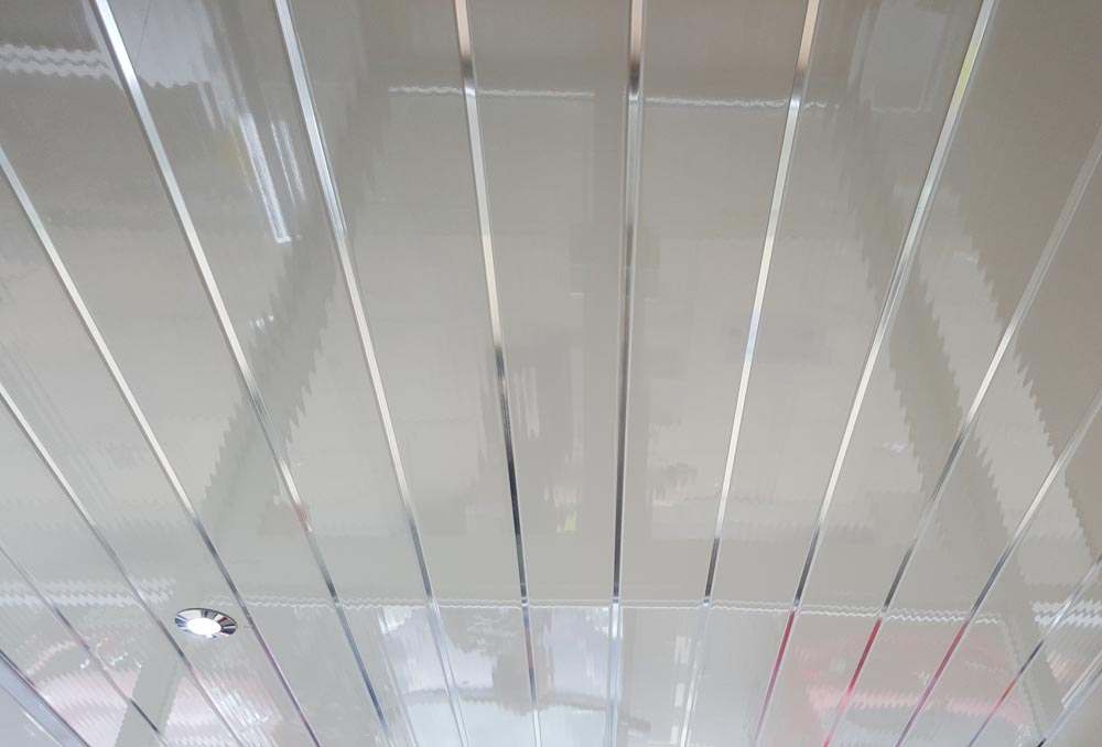 Neptune 250 - White & Chrome Strip - PVC Plastic Ceiling & Wall Cladding